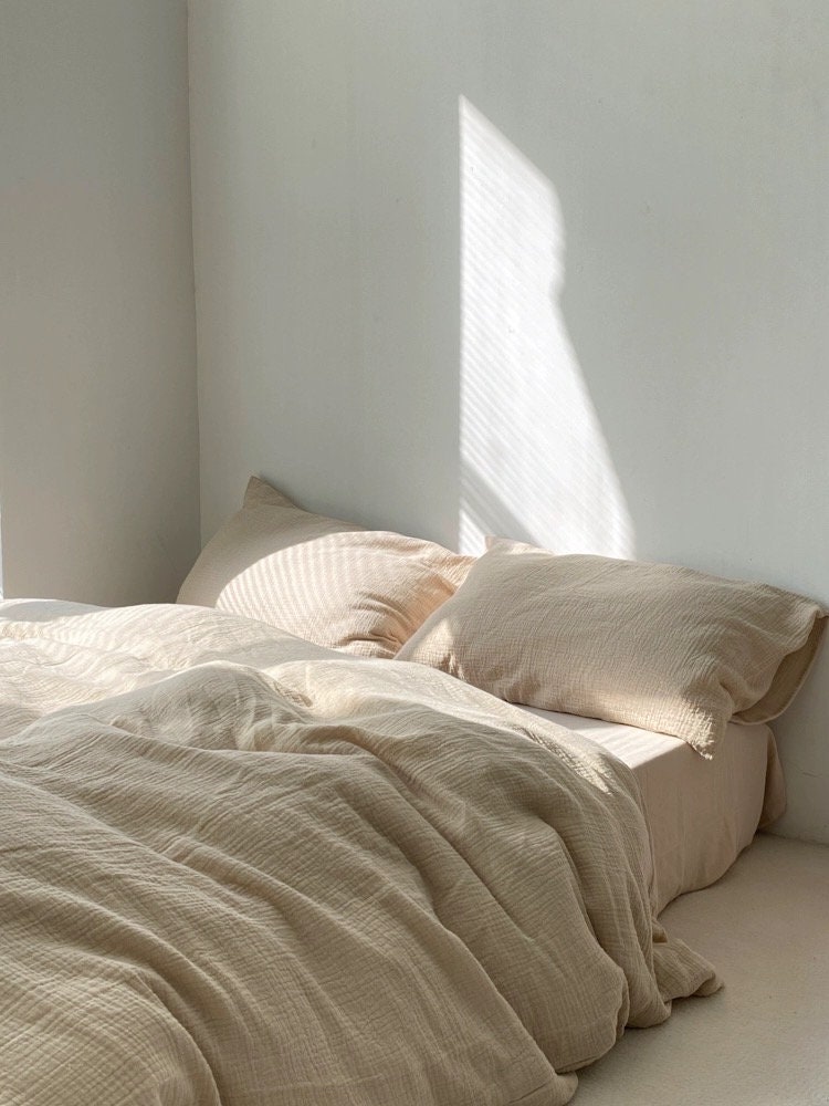 Neutral Duvet Cover Set, Minimalist 4pcs Bedding, Grade A Soft Double ...