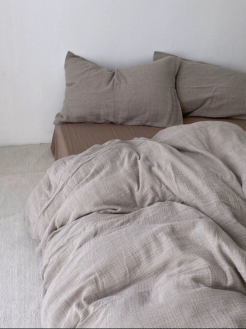 Neutral Duvet Cover Set, Minimalist 4pcs Bedding, Grade A Soft Double ...