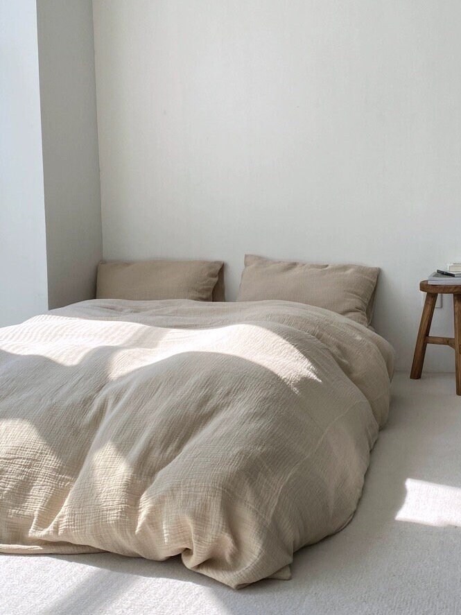 Neutral Duvet Cover Set, Minimalist 4pcs Bedding, Grade A Soft Double ...