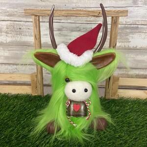 Grinch Highland Cow Gnome Handmade Festive Christmas Holiday Decor ...
