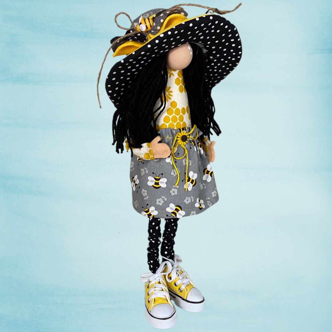 Bumble Bee Girl Gnome Farmhouse Home Decor Handmade Honey Comb Long ...