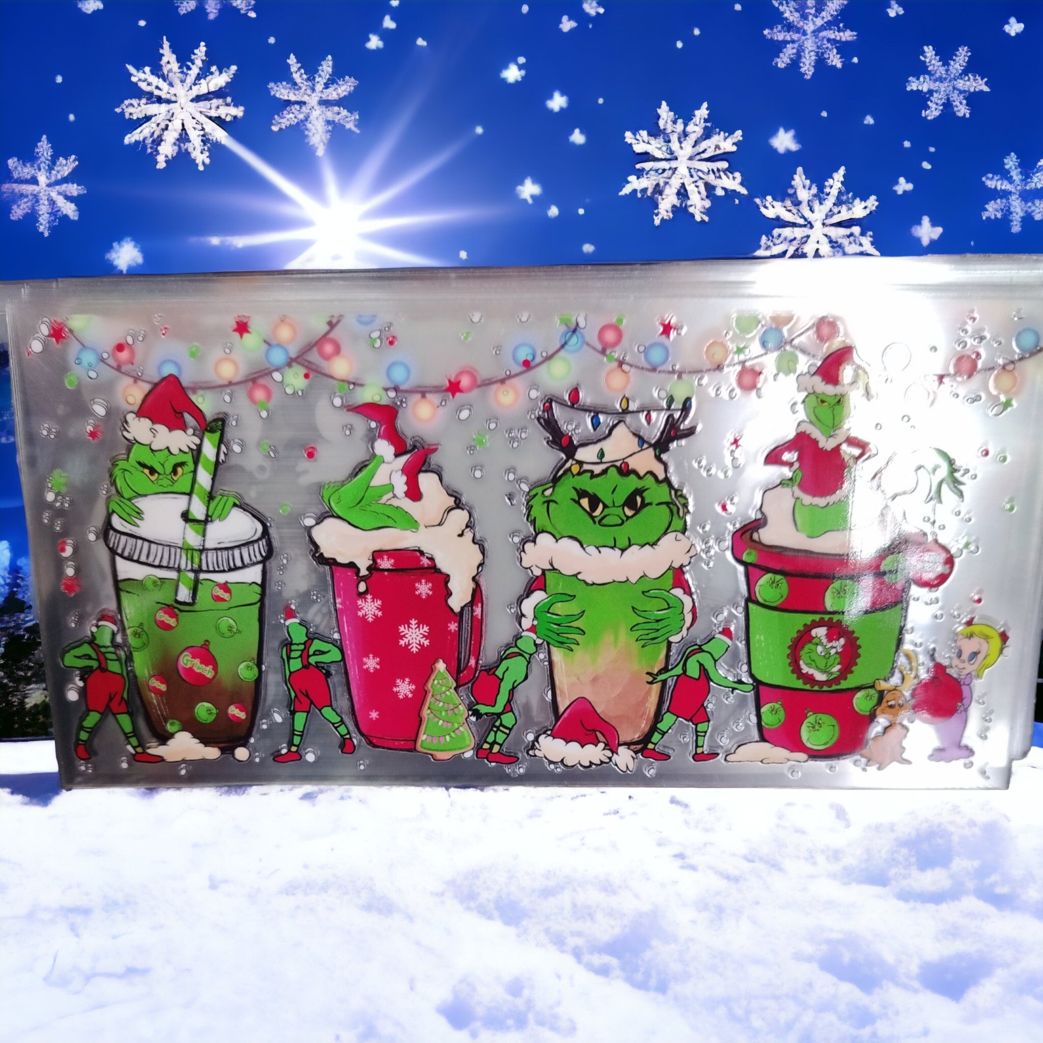 Grinchmas Coffee Glass Can Wrap, Full Cup Wrap for 16oz Glass Can Wrap ...