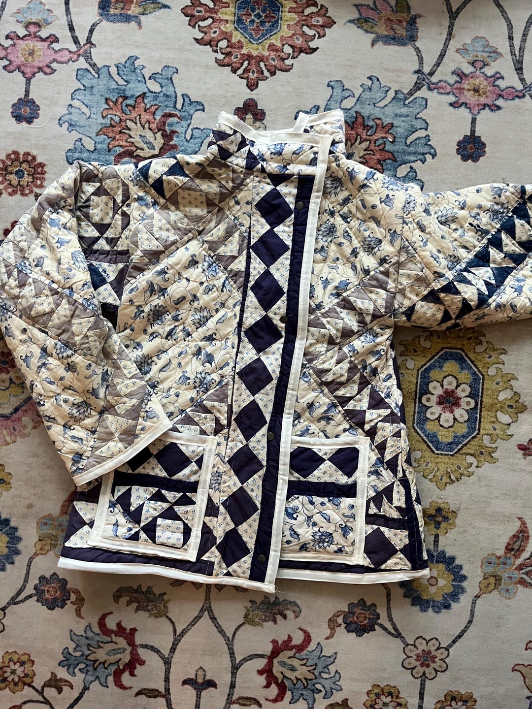 Purple and Blue Toile Quilted Jacket - Etsy