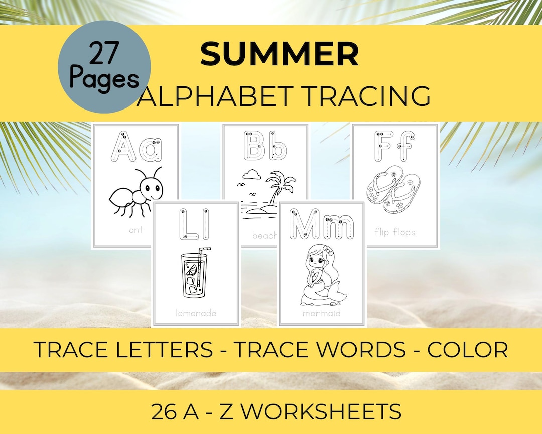 Summer Alphabet Tracing Worksheets - Preschool & Kindergarten | Letter ...