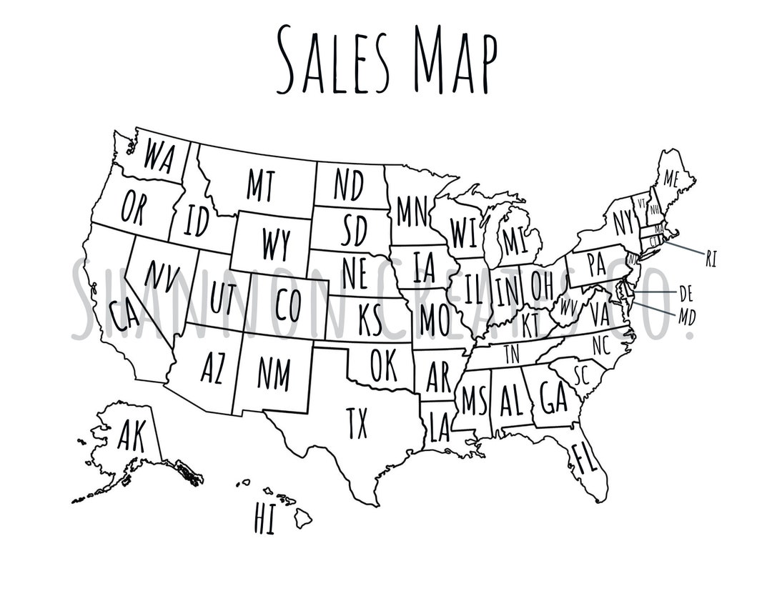Sales Map Tracker, Digital Sales Map, Small Business Downloads, Small ...
