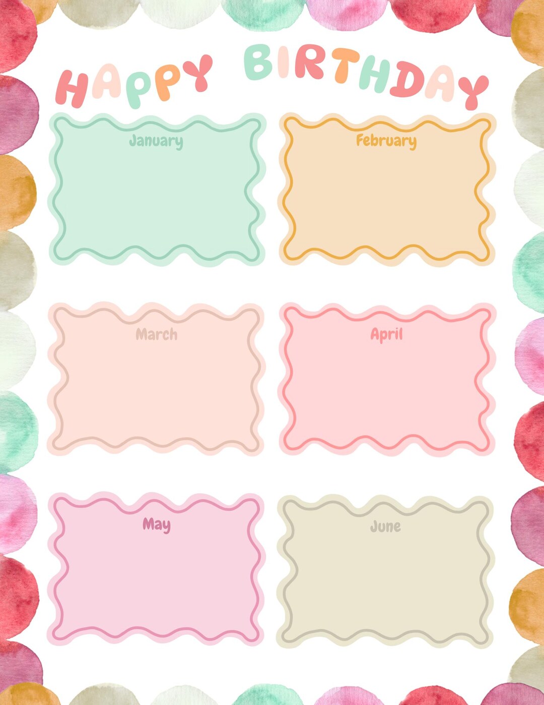 Rainbow Birthday Chart - Etsy