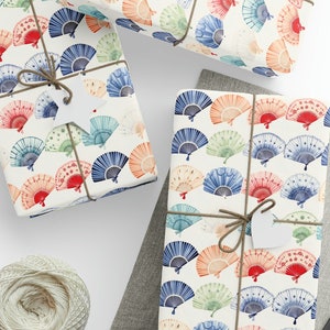 Chinese Paper Fans Wrapping Paper, Birthday Wrapping Paper, Wedding ...