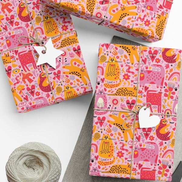 Doodle Cats Wrapping Paper - Etsy