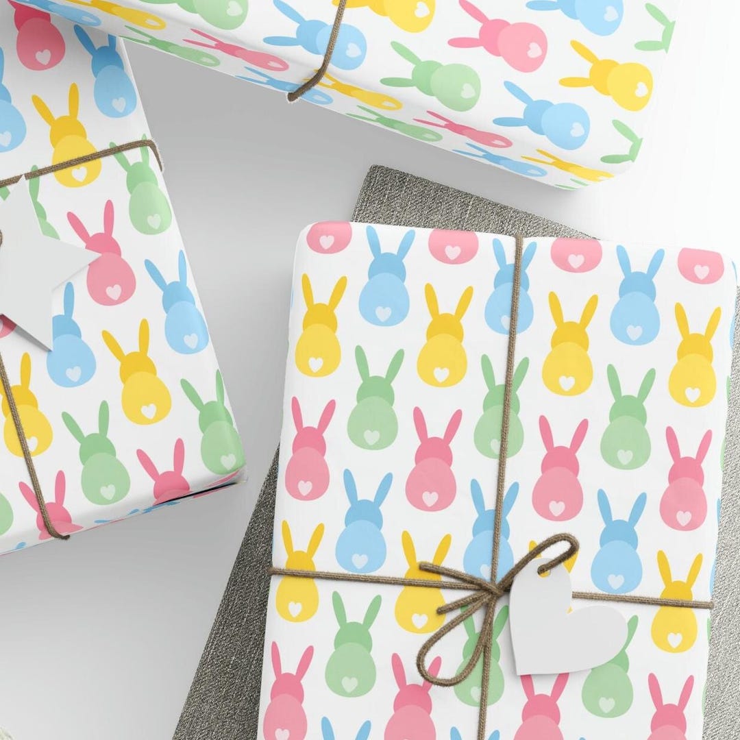 Easter Wrapping Paper, Colorful Bunnies Gift Wrap, Wrapping Paper Rolls ...