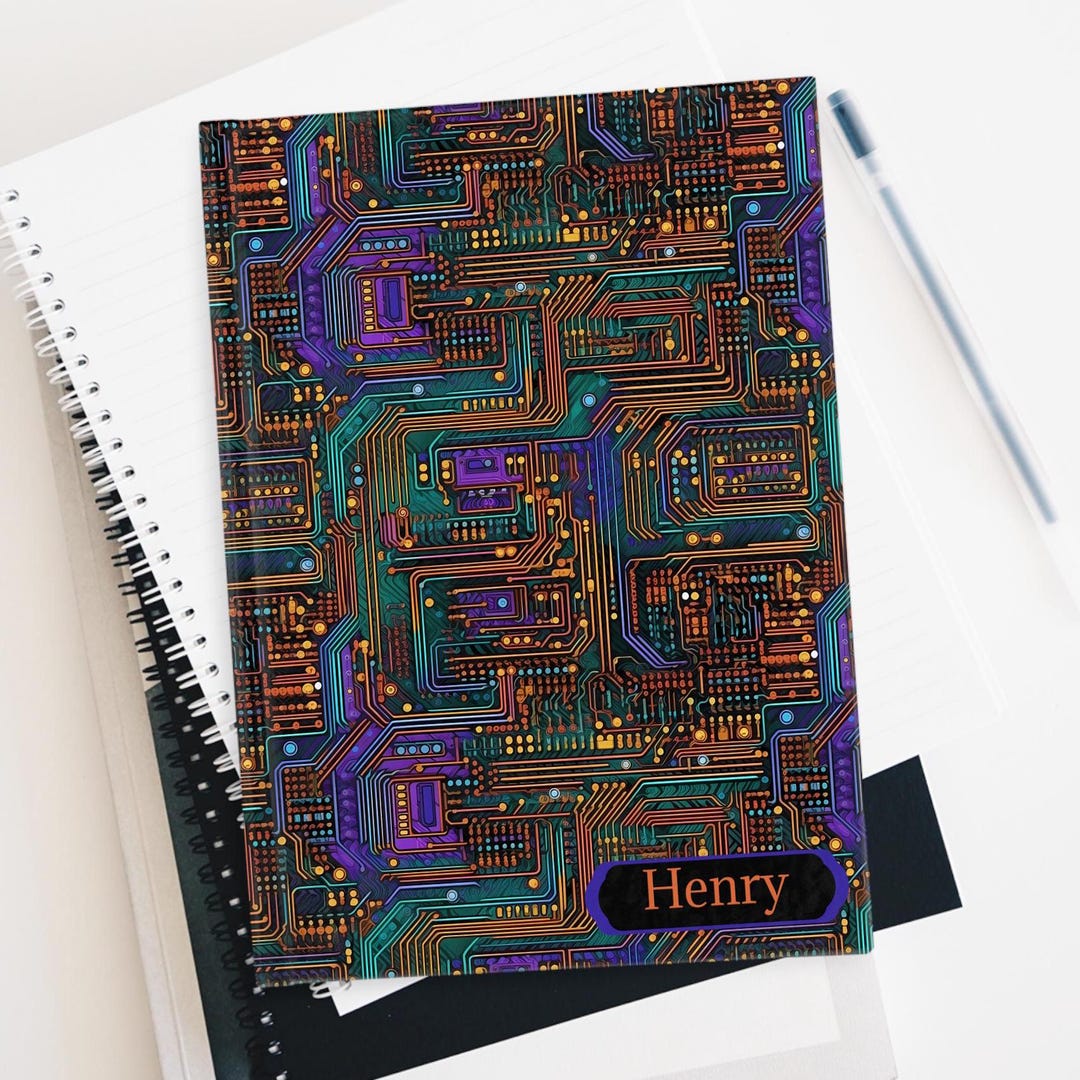 Engineer Journal Hardcover, Personalized High Tech Notebook, Computer ...