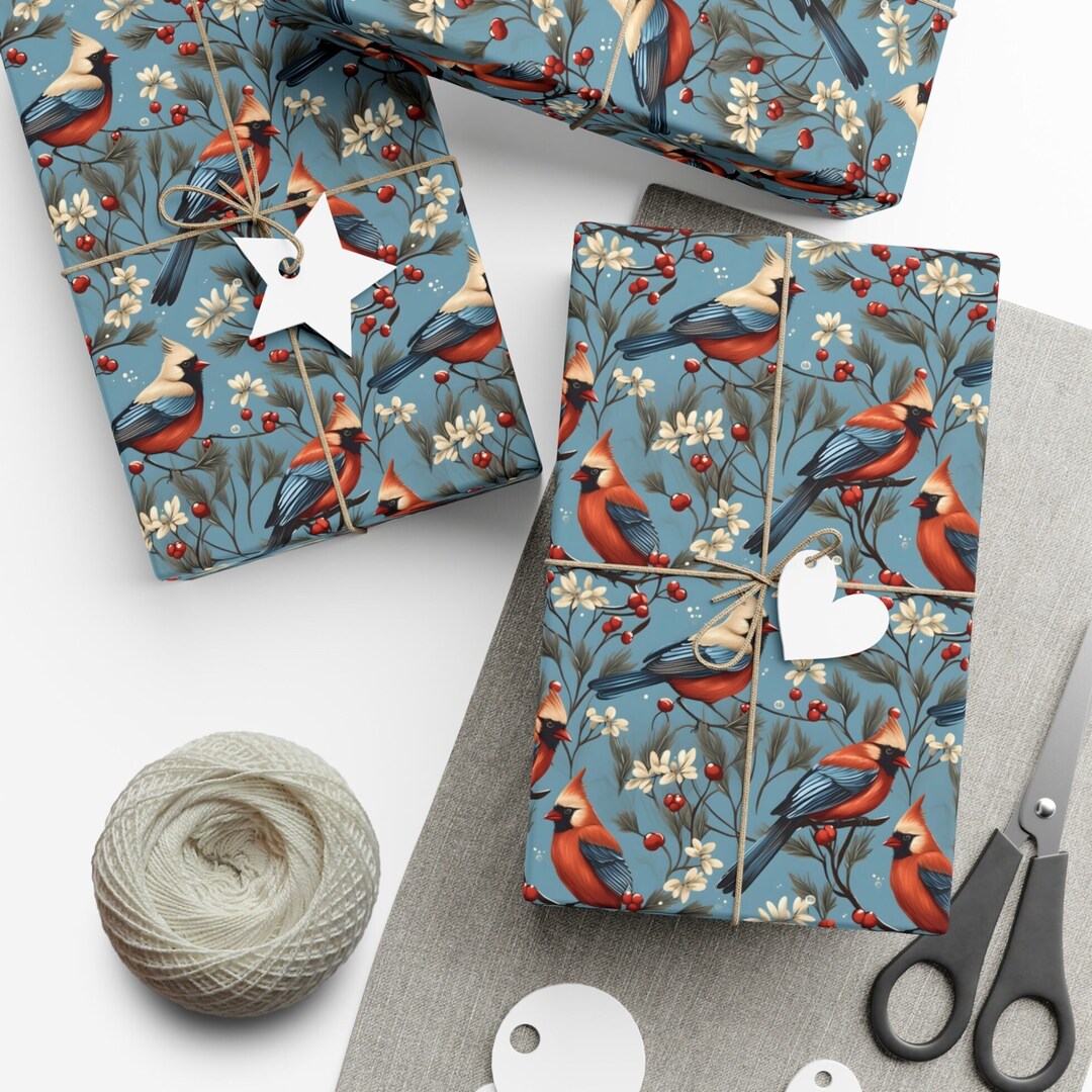 Cardinals Holiday Gift Wrap, Christmas Wrapping Paper, Cardinals ...