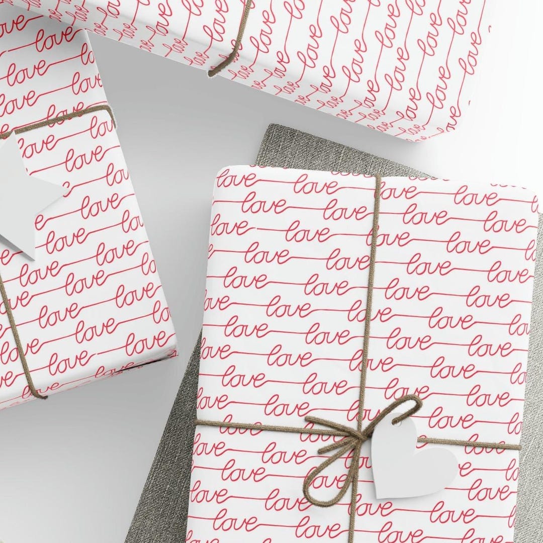 Valentine's Day Wrapping Paper, Words of Love Design, Birthday Wrapping ...