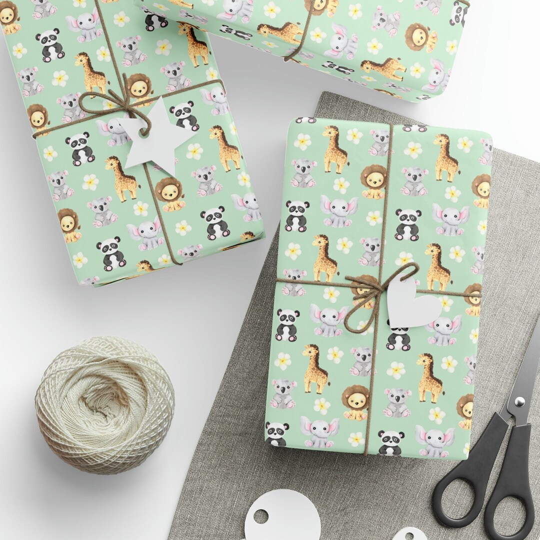 Baby Wrapping Paper, Cute Baby Animals Gift Wrap, Baby Shower or New ...