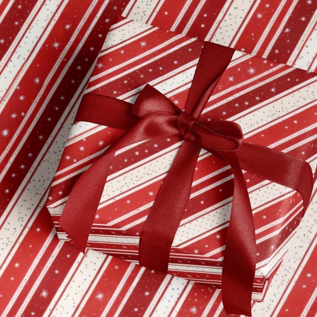 Festive Christmas Gift Wrap, Candy Cane Stripes Design, Wrapping Paper ...