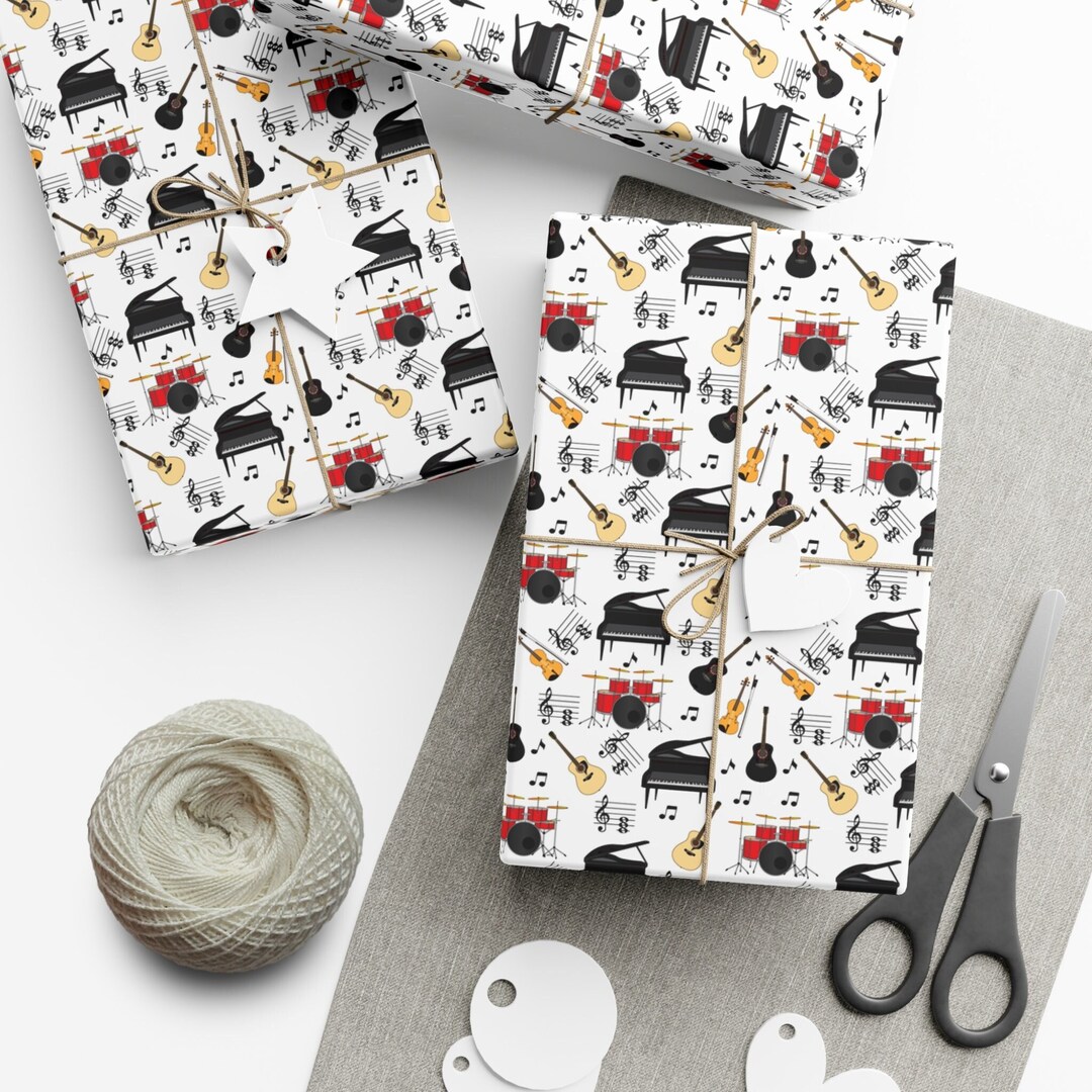 Musical Instruments Wrapping Paper, Musician's Gift Wrap, Music Lover ...