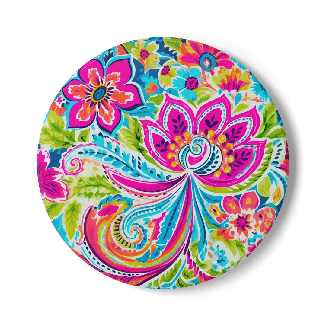 Preppy Ceramic Coaster, Preppy Pink Floral Design, Pink Home Decor ...