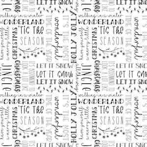 Christmas Songs Gift Wrap, Holiday Lyrics Wrapping Paper, Black & White ...