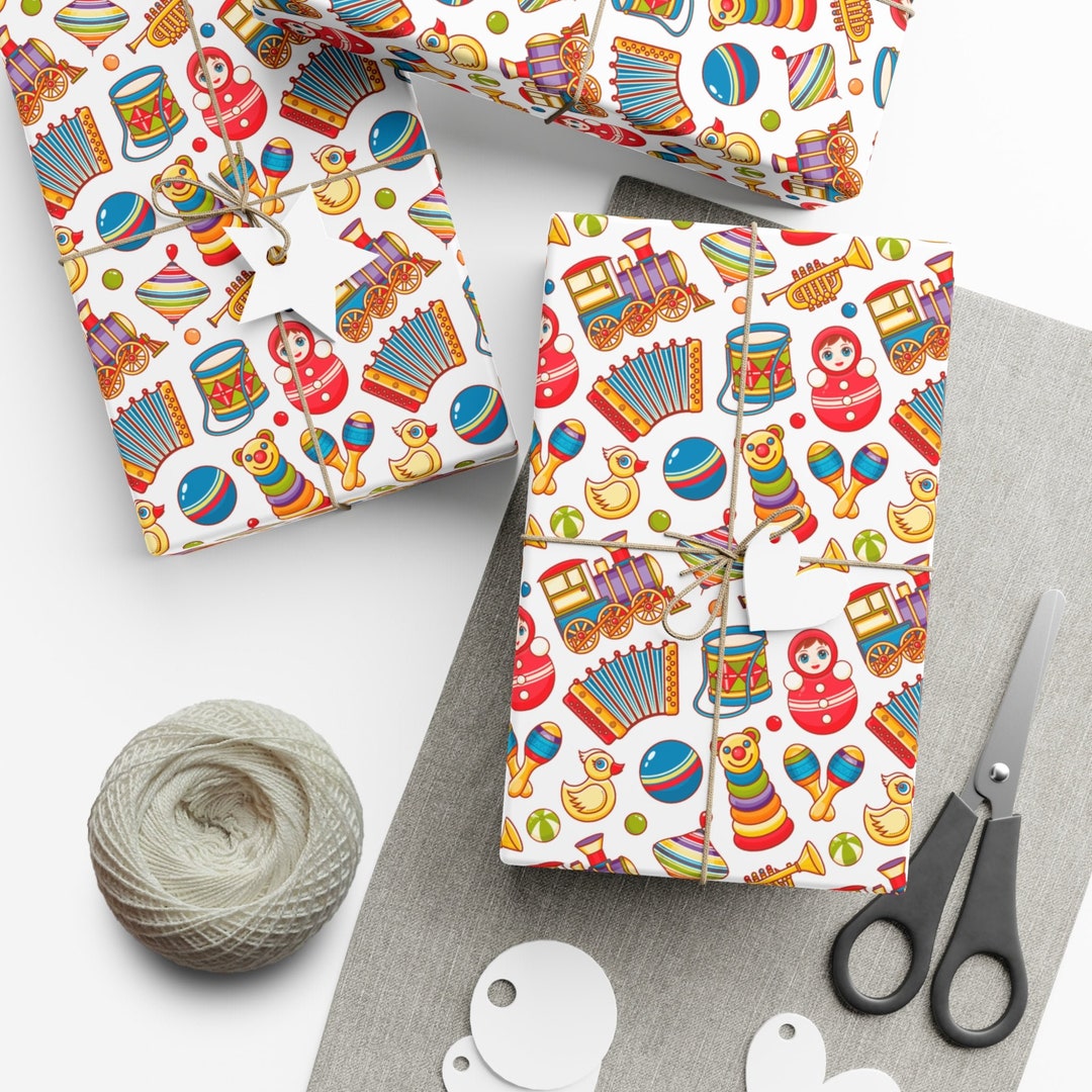 Retro Baby Gift Wrap, Baby Birthday Wrapping Paper, Young Children's ...