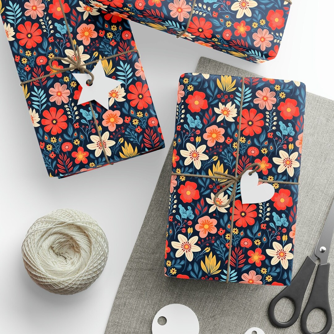 Pretty Flowers Wrapping Paper, Floral Gift Wrap, Cottage Core Aesthetic ...