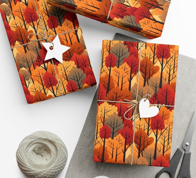 Autumn Trees Gift Wrap, Fall Foliage Season, Wrapping Paper Rolls ...