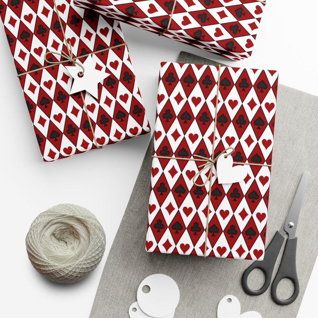 Playing Cards Gift Wrap, Birthday Wrapping Paper, Card Lovers Wrapping ...
