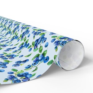 Blueberry Gift Wrap, Blueberries Wrapping Paper, Botanical Design ...