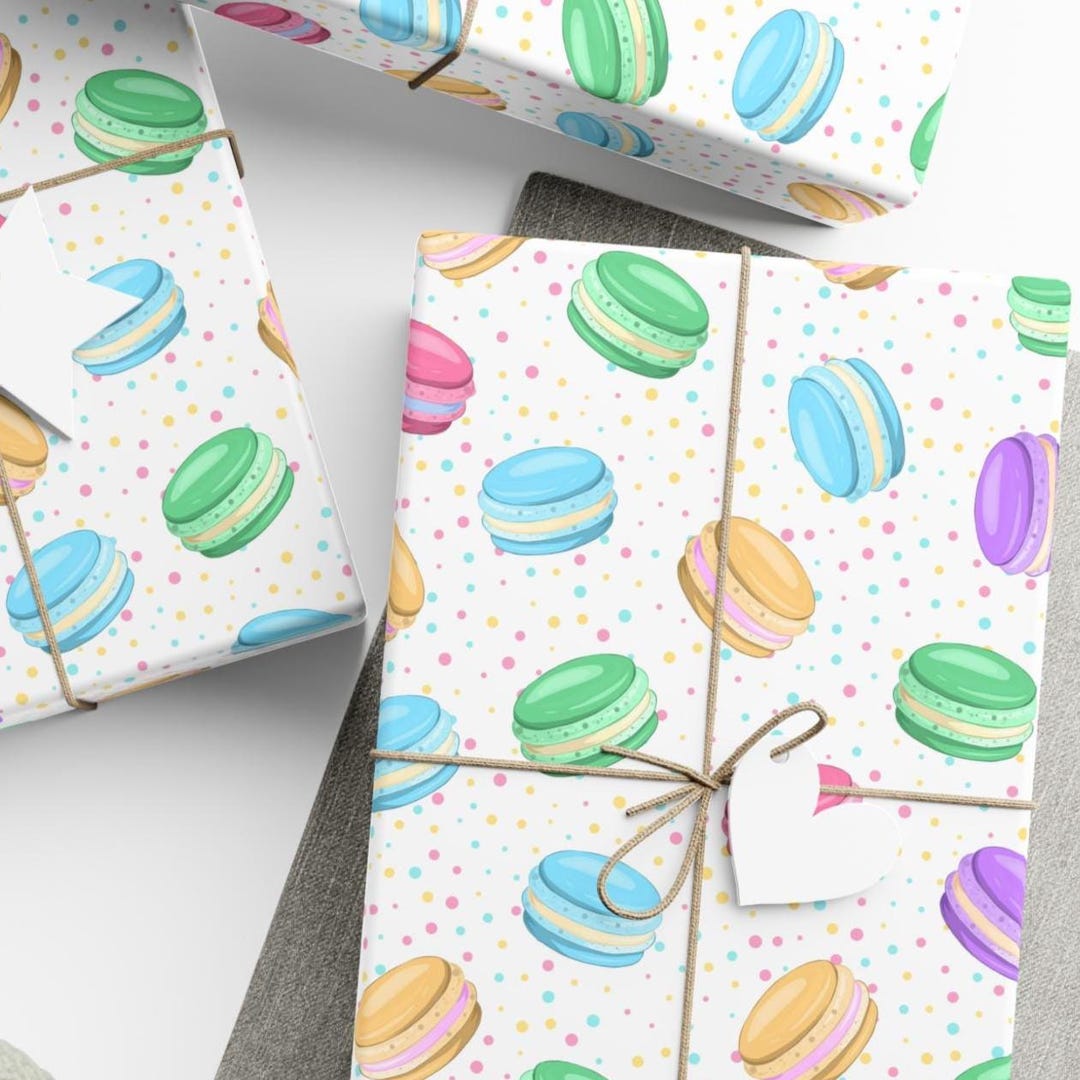 Macaroons Wrapping Paper, Festive Gift Wrap, Wrapping Paper Rolls, 3 ...