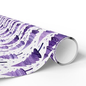 Purple Christmas Gift Wrap, Holiday Wrapping Paper, Whimsical Purple ...