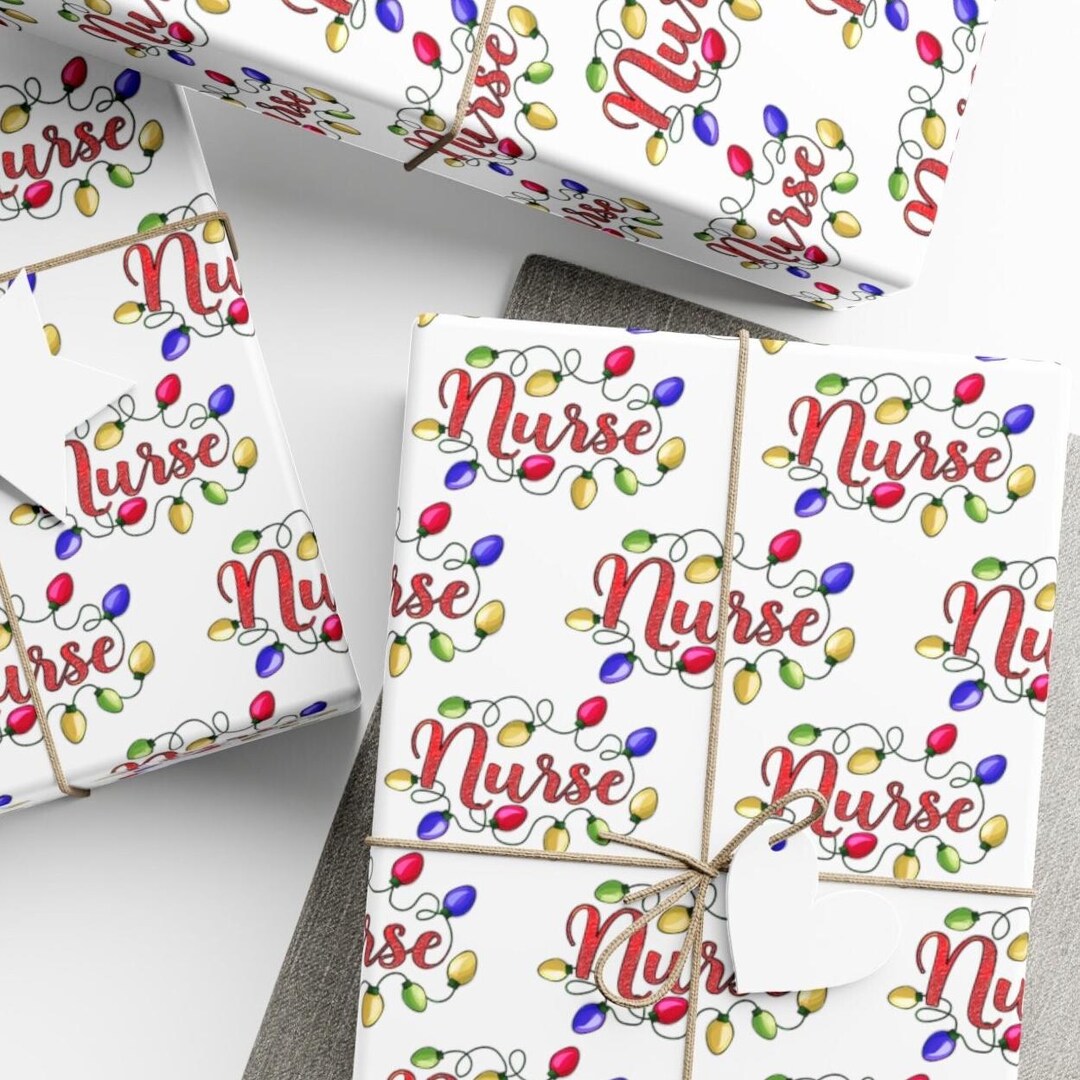 Nurse Christmas Wrapping Paper, Nursing Holiday Gift Wrap, Wrapping ...