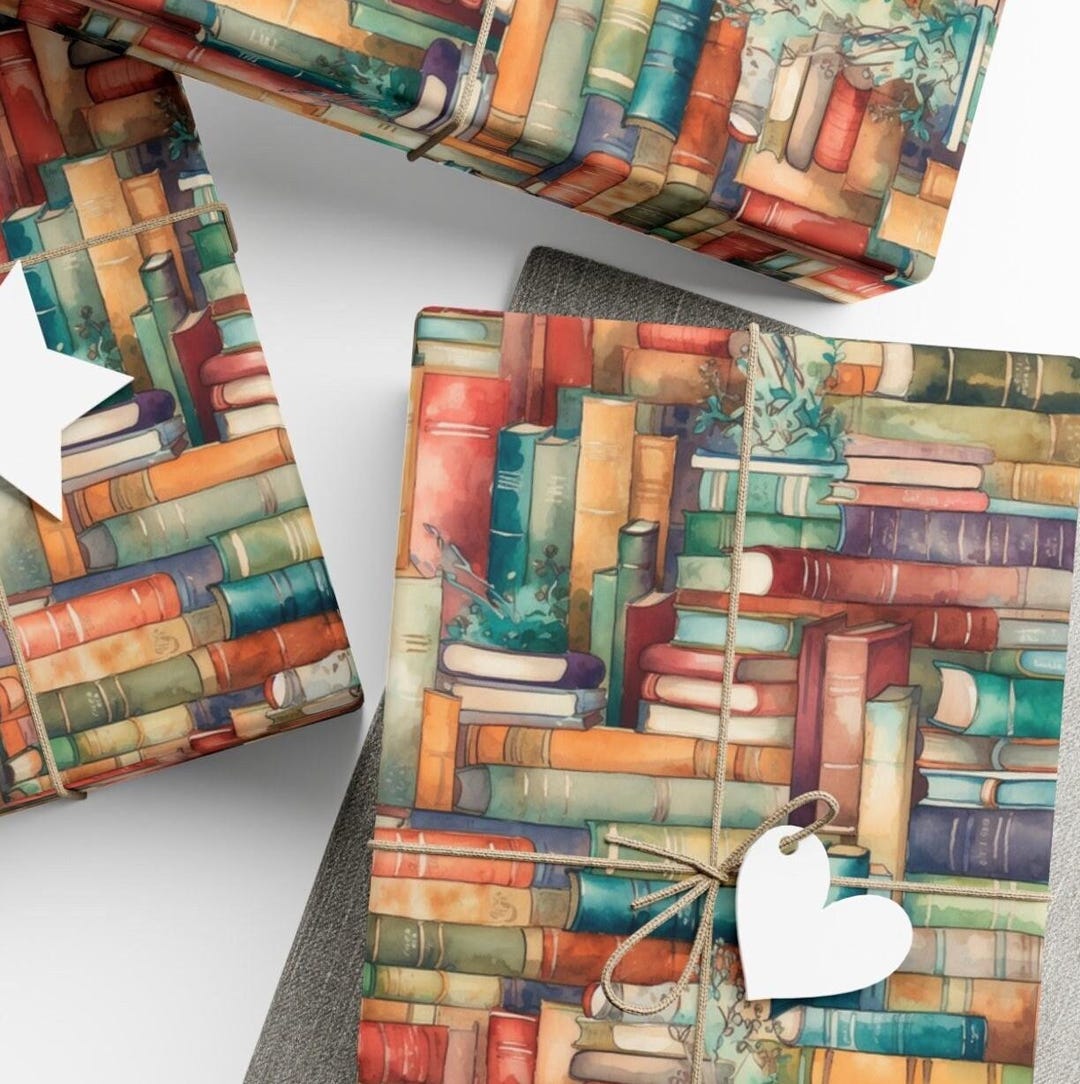 Books Wrapping Paper, Book Lover's Gift Wrap, Premium Paper - Etsy