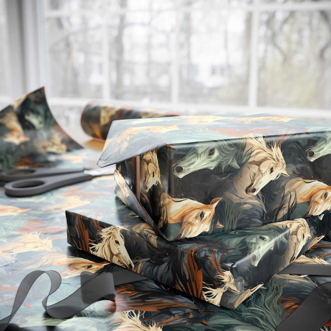 Running Horses Wrapping Paper, Horse Lover Gift Wrap, Wrapping Paper ...