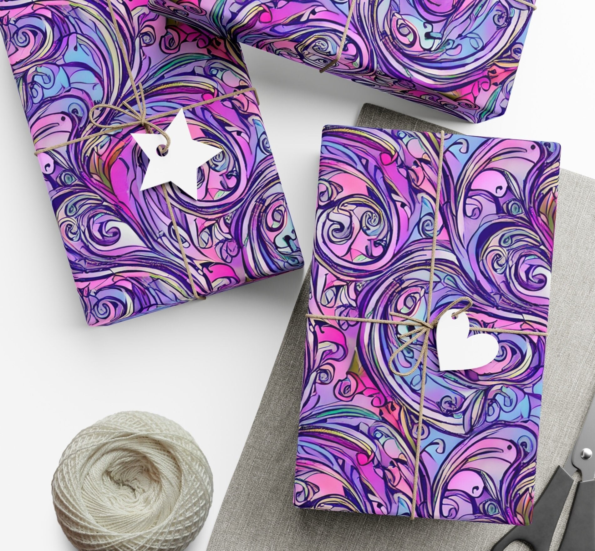 Purple Wrapping Paper, Purple Swirls Gift Wrap, Wrapping Paper Rolls ...