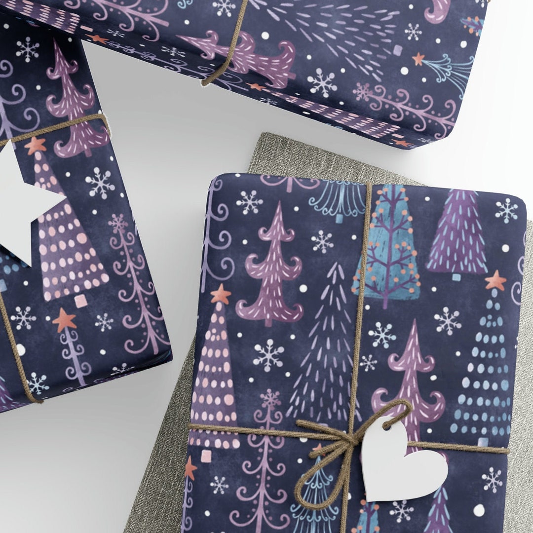 Purple Christmas Wrapping Paper, Christmas Gift Wrap, Purple Christmas ...