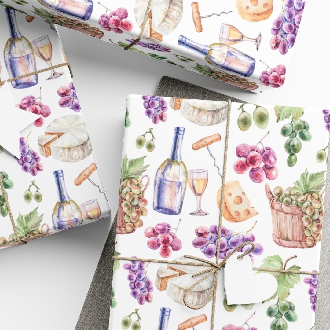 Vineyard Gift Wrap, Wine & Cheese Wrapping Paper, Wine Festival Gift ...