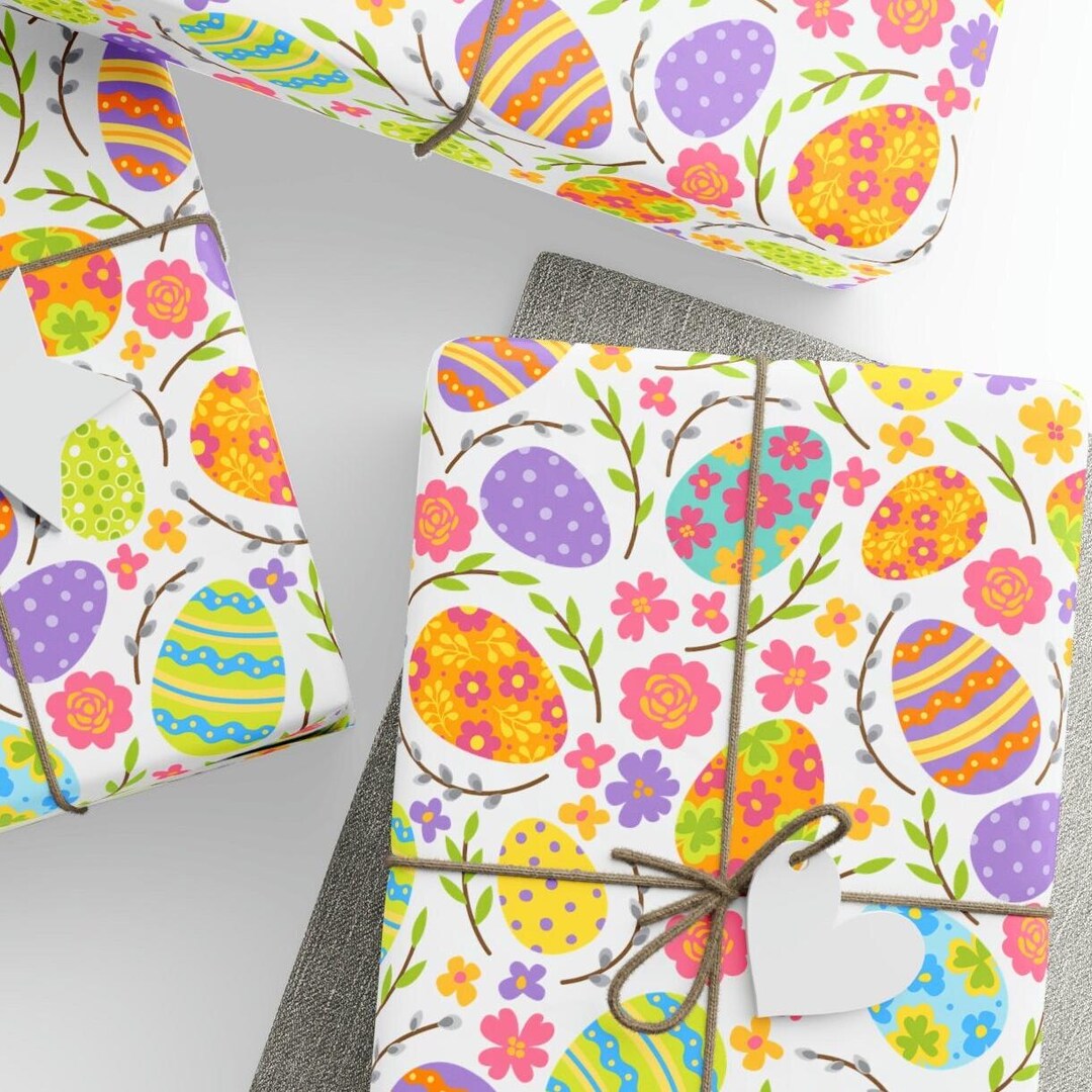 Easter Gift Wrap, Easter Egg Wrapping Paper, Spring Gift Wrap, Colorful ...