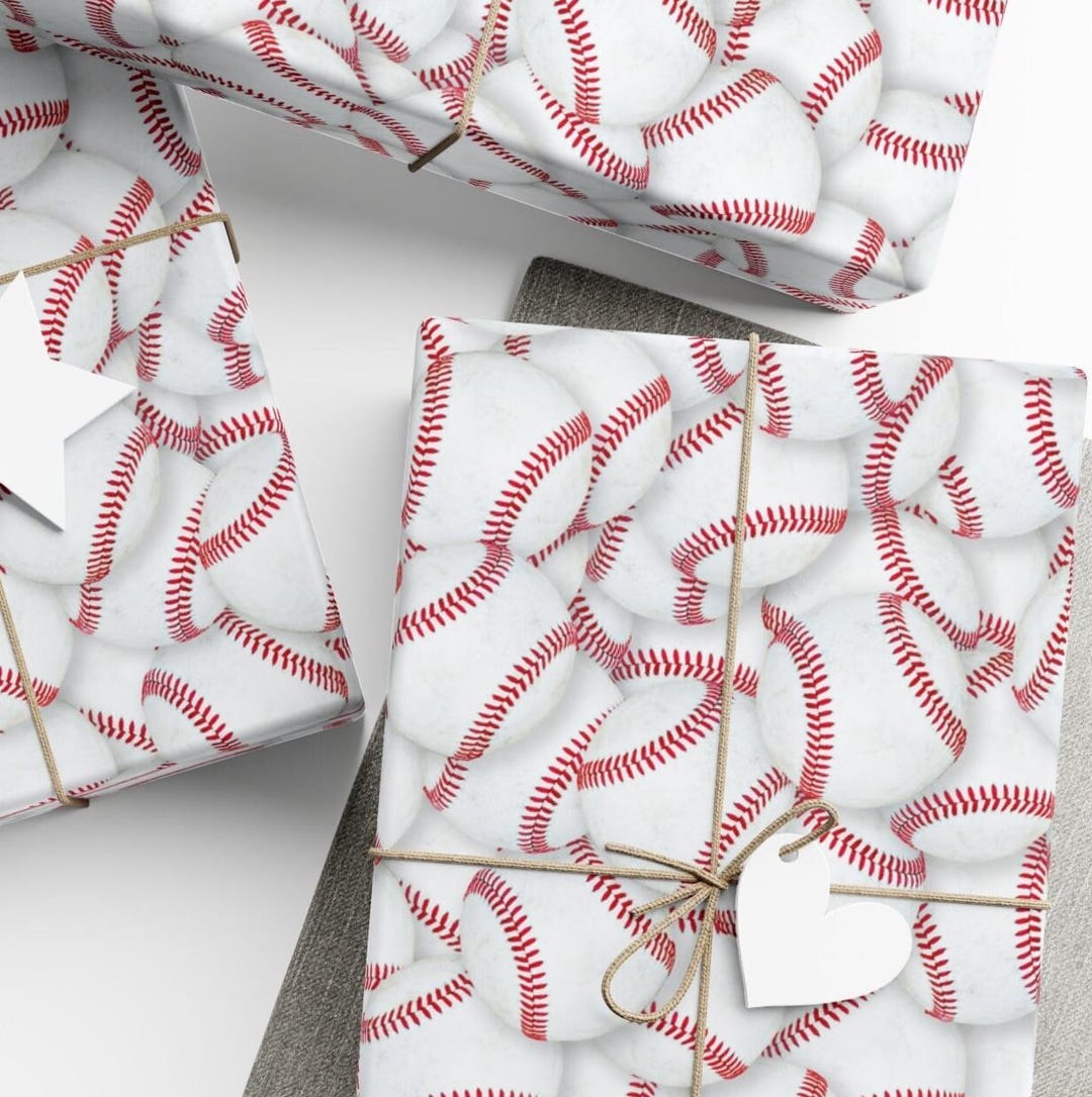 Baseball Wrapping Paper, Baseball Gift Wrap, Sports Wrapping Paper ...