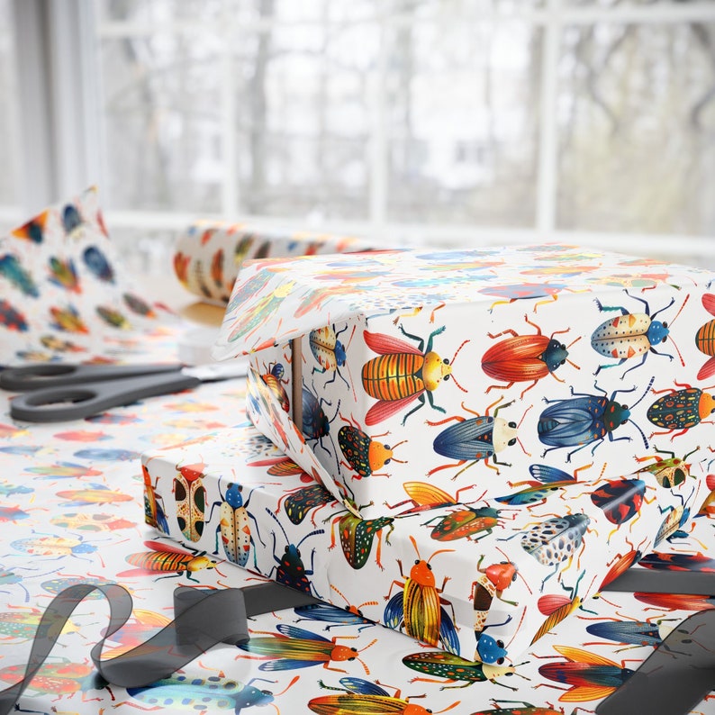 Colorful Bugs Wrapping Paper, Insects Gift Wrap, Fun Gift Wrap ...