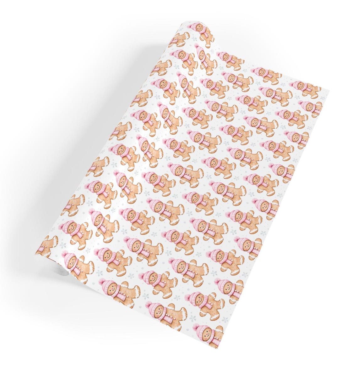 Pink Gingerbread Man Gift Wrap, Pink Christmas Wrapping Paper, Holiday ...