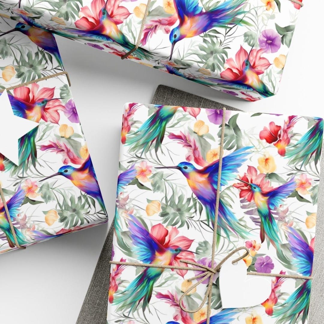 Hummingbird Gift Wrap, Birthday Wrapping Paper, Bird Lover Gift Wrap ...