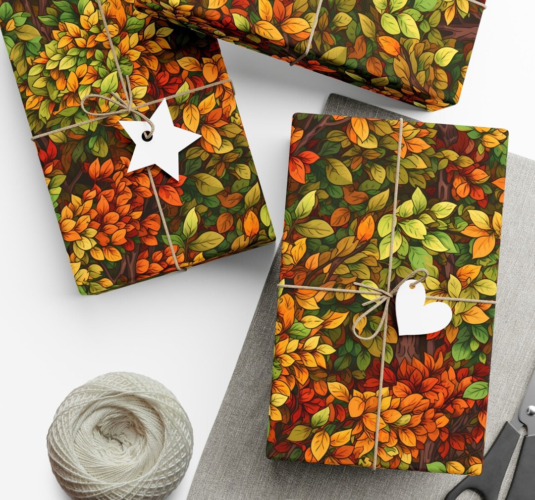 Autumn Leaves Gift Wrap Fall Wrapping Paper Birthday - Etsy
