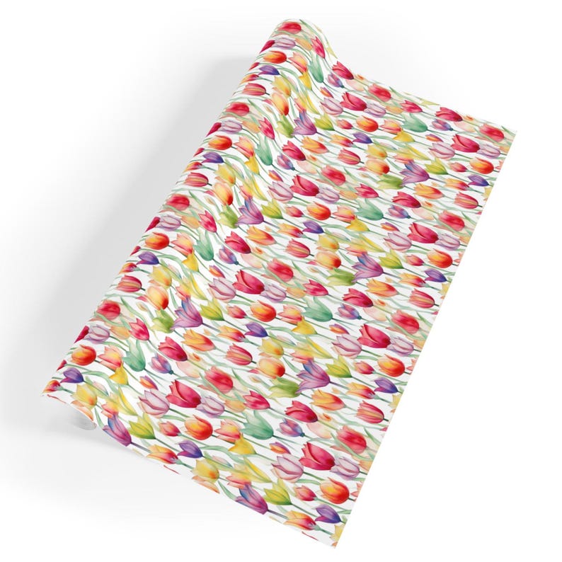 Tulip Flowers Wrapping Paper, Watercolor Tulips Design, Premium Paper ...