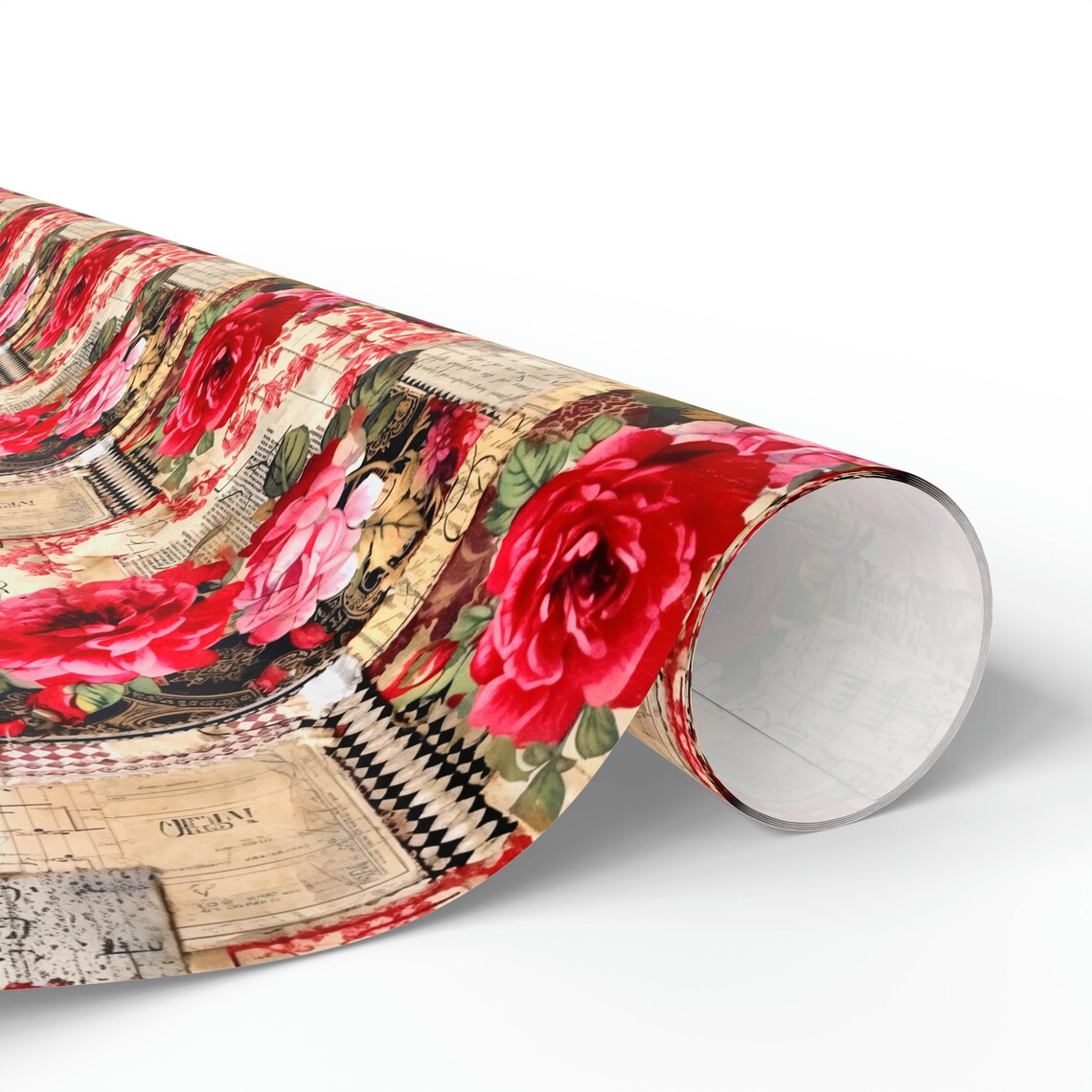 Vintage Roses Gift Wrap, Antique Collage Design, Paris Collection ...
