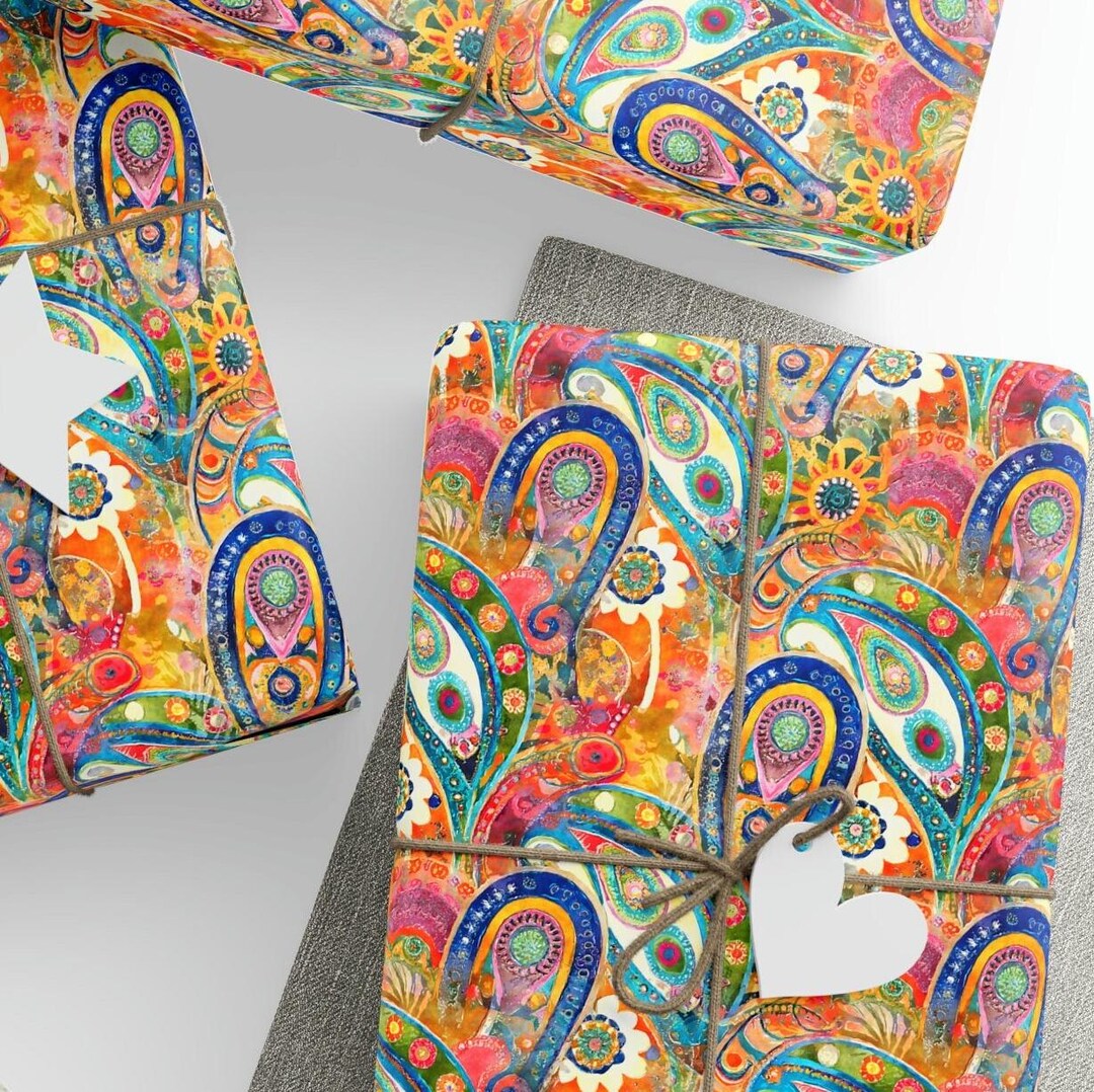 Artistic Wrapping Paper, Boho Aesthetic, Birthday Gift Wrap, Creative ...