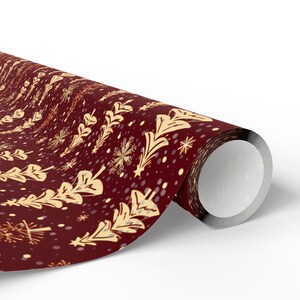 Christmas Wrapping Paper, Gold Christmas Trees Gift Wrap, Holiday Gift ...