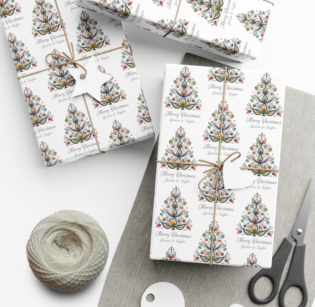 Personalized Christmas Wrapping Paper Nordic Folk Art Design - Etsy Personalized Christmas Wrapping Paper Nordic Folk Art Design - Etsy
