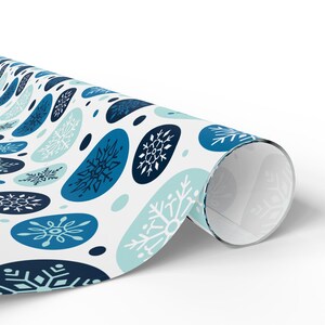 Winter Holiday Gift Wrap, Blue Christmas Wrapping Paper, Blue ...