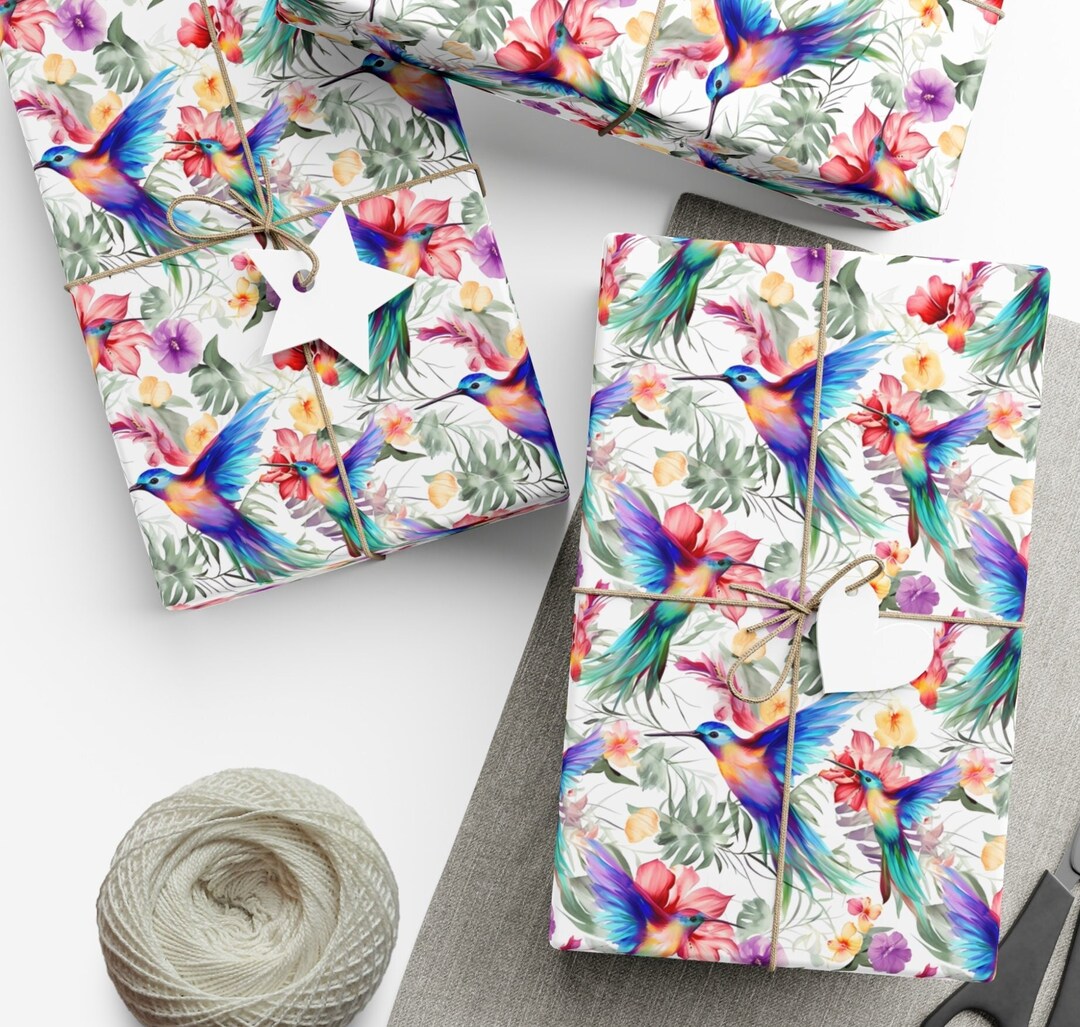 Hummingbird Gift Wrap, Birthday Wrapping Paper, Bird Lover Gift Wrap ...