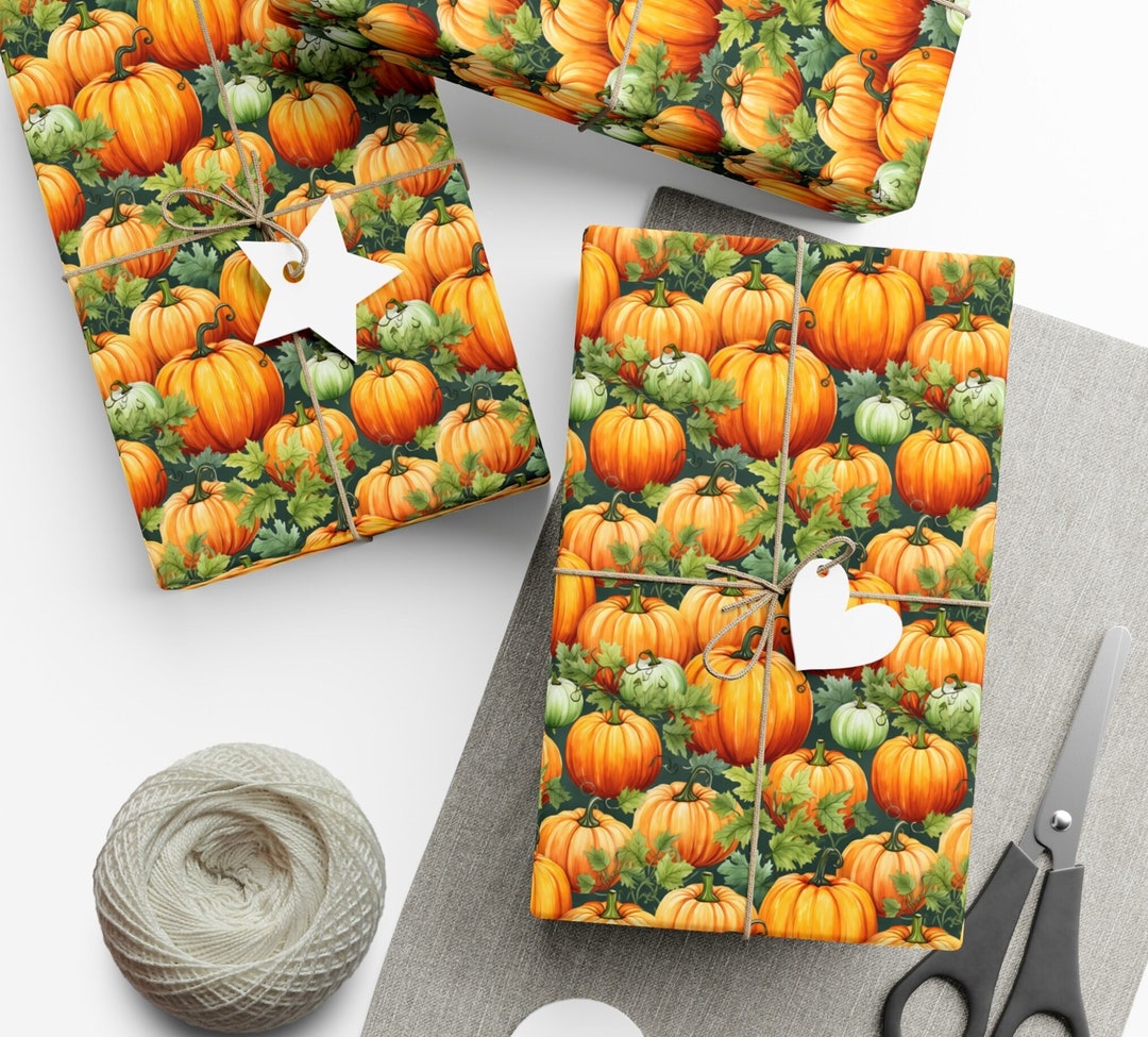 Pumpkin Wrapping Paper, Autumn Gift Wrap, Pumpkin Patch Gift Wrap ...