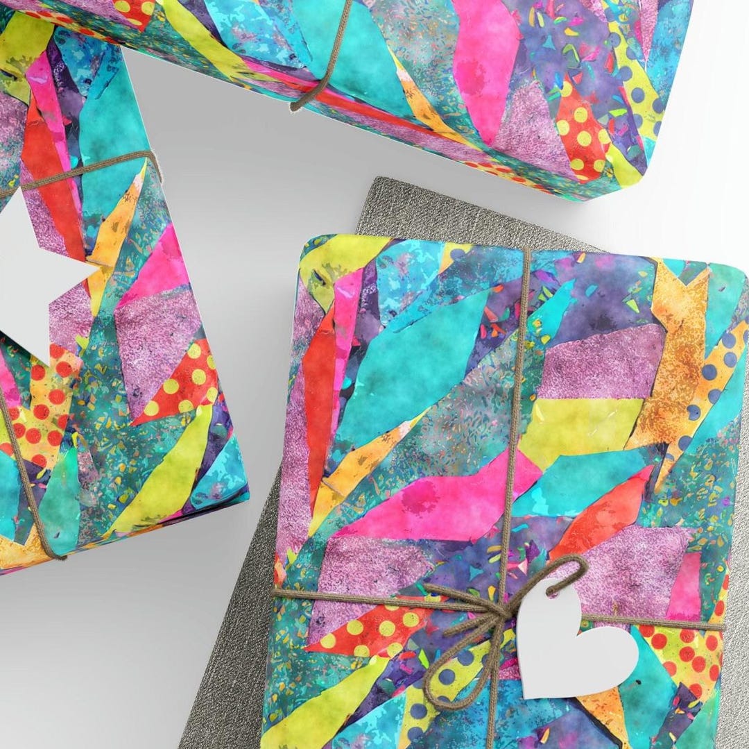 Birthday Wrapping Paper, Colorful Collage Design, Artistic Aesthetic ...