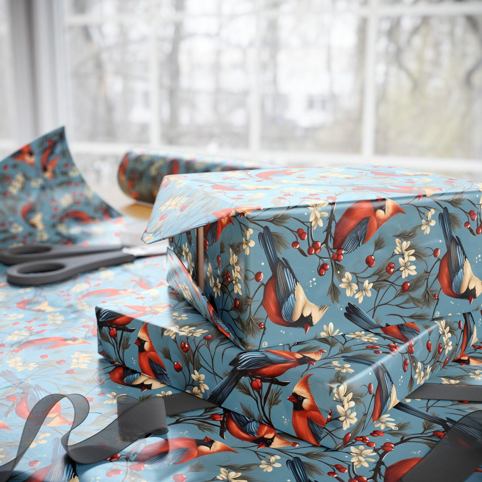 Cardinals Holiday Gift Wrap, Christmas Wrapping Paper, Cardinals ...